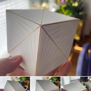 Hexahedron 3D Cube Papercraft Template Pdf-gold Platonic Solids ...