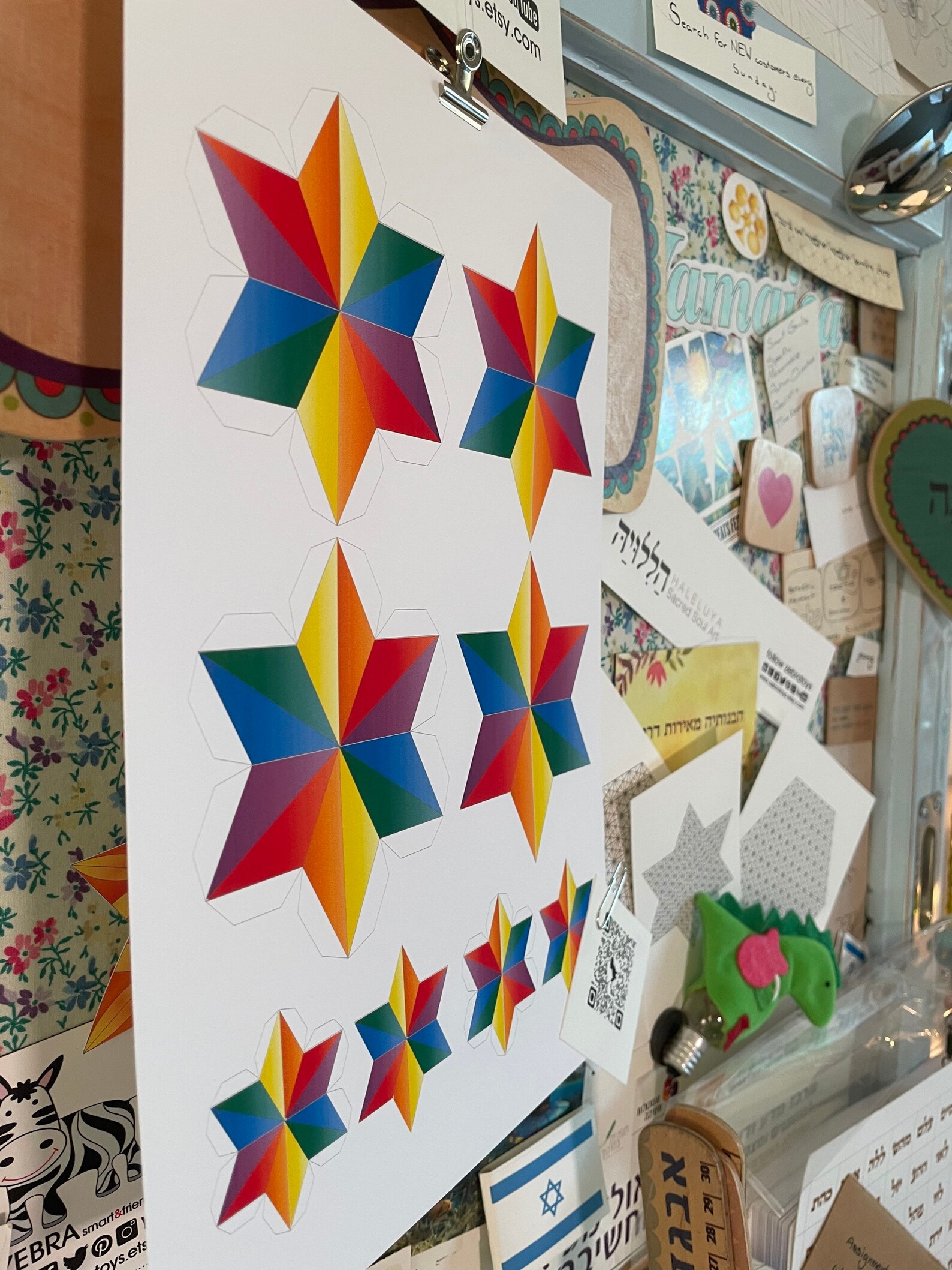 Stars of David Rainbow Set-3d Papercraft-hanukkah Decorations-printable ...