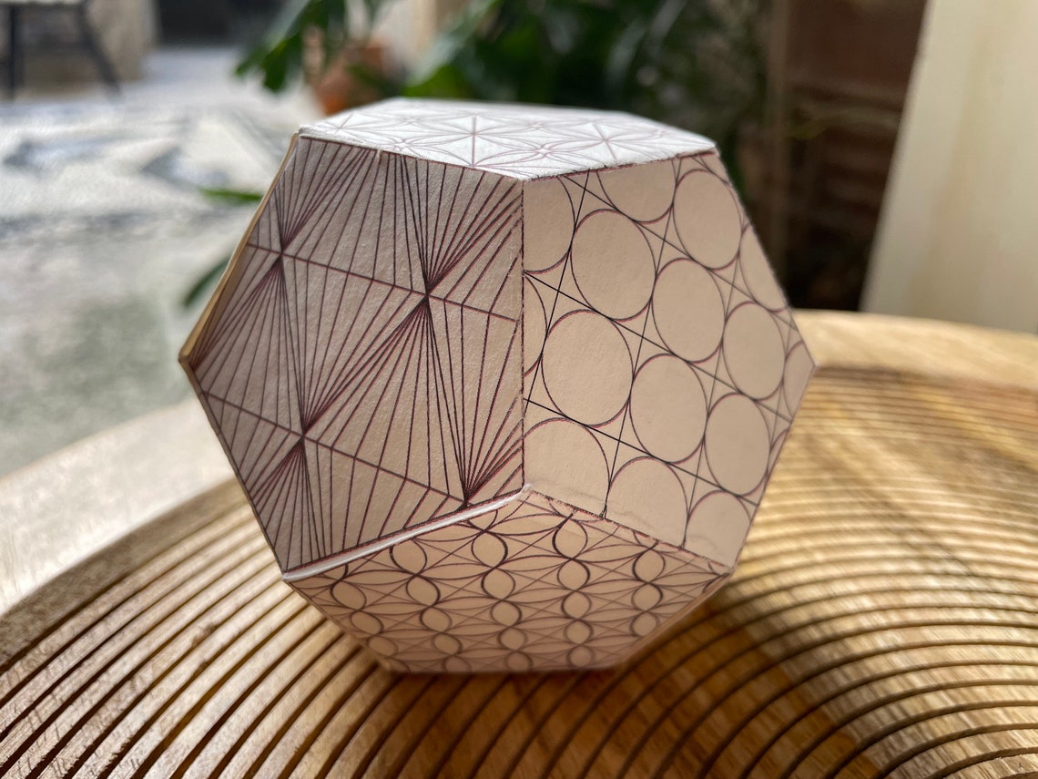 Dodecahedron 3D Papercraft Model Coloring Template-home Décor Ideas ...