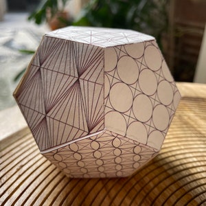 Dodecahedron 3D Papercraft Model Coloring Template-home Décor Ideas ...