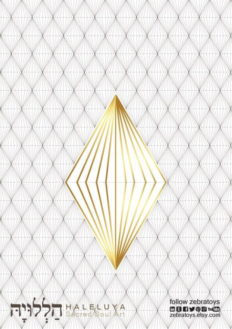 Crystal Dimond Shape-gold Wall Décor-wholeness Prosperity Frequencies ...