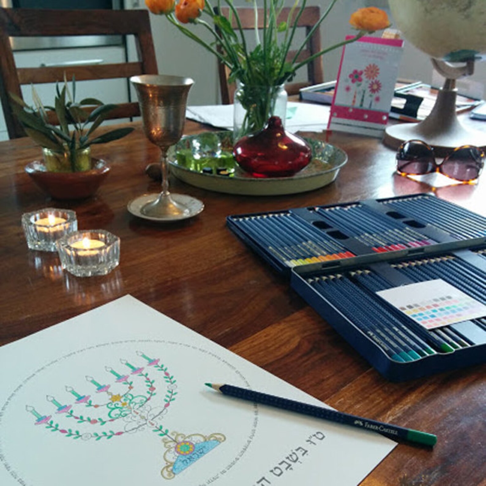 Tu B'shevat Menorah Coloring Page-tu Bishvat Seder Prayer-hebrew Jewish ...