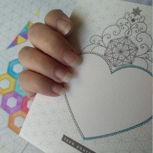 Self Love Postcards-love Yourself Coloring Greeting Cards-flower of ...