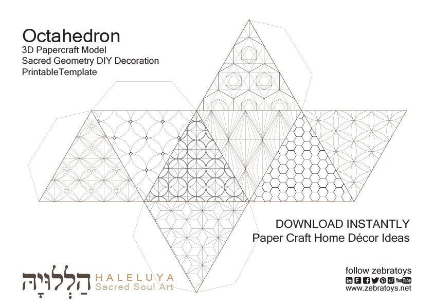 Octahedron 3D Papercraft Template-home Décor Ideas-platonic Solid ...
