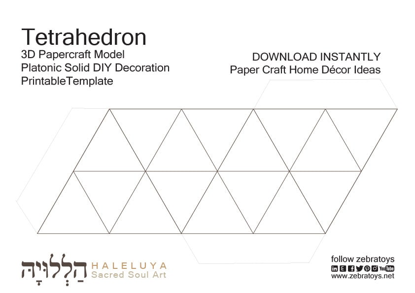 Tetrahedron Paper Model-3d Papercraft Template Pdf-platonic Solids ...