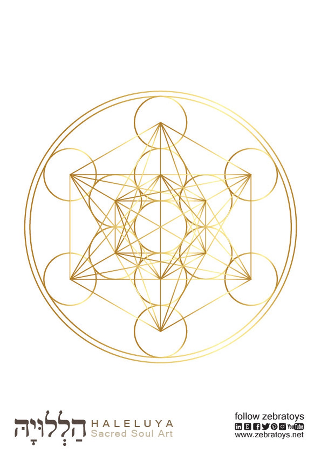 Metatron's Cube Sacred Geometry Art Gold Wall Décor-geometric Symbol-a4 ...