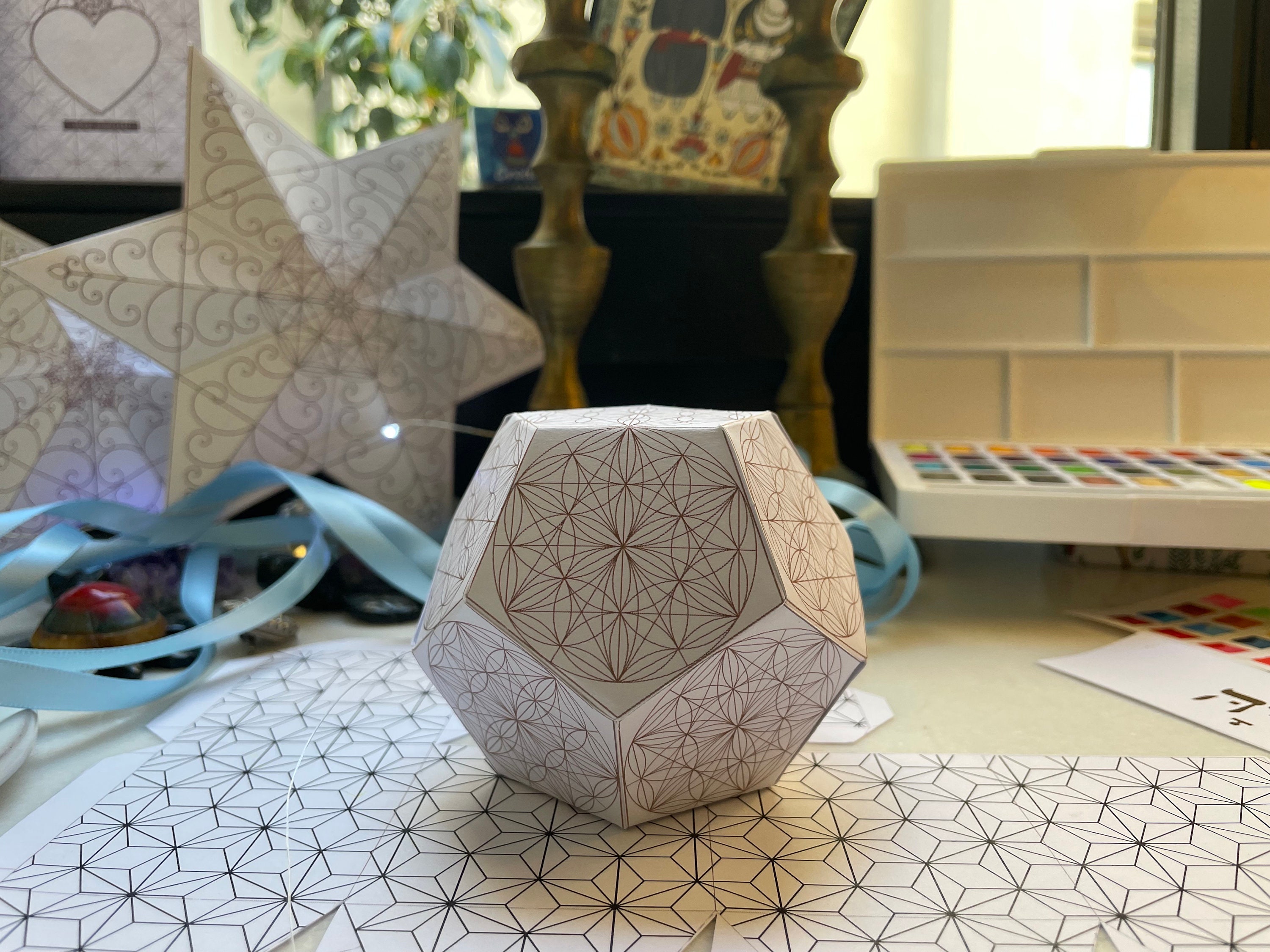 Dodecahedron 3D Papercraft Template Pdf-platonic Solids-ornament ...