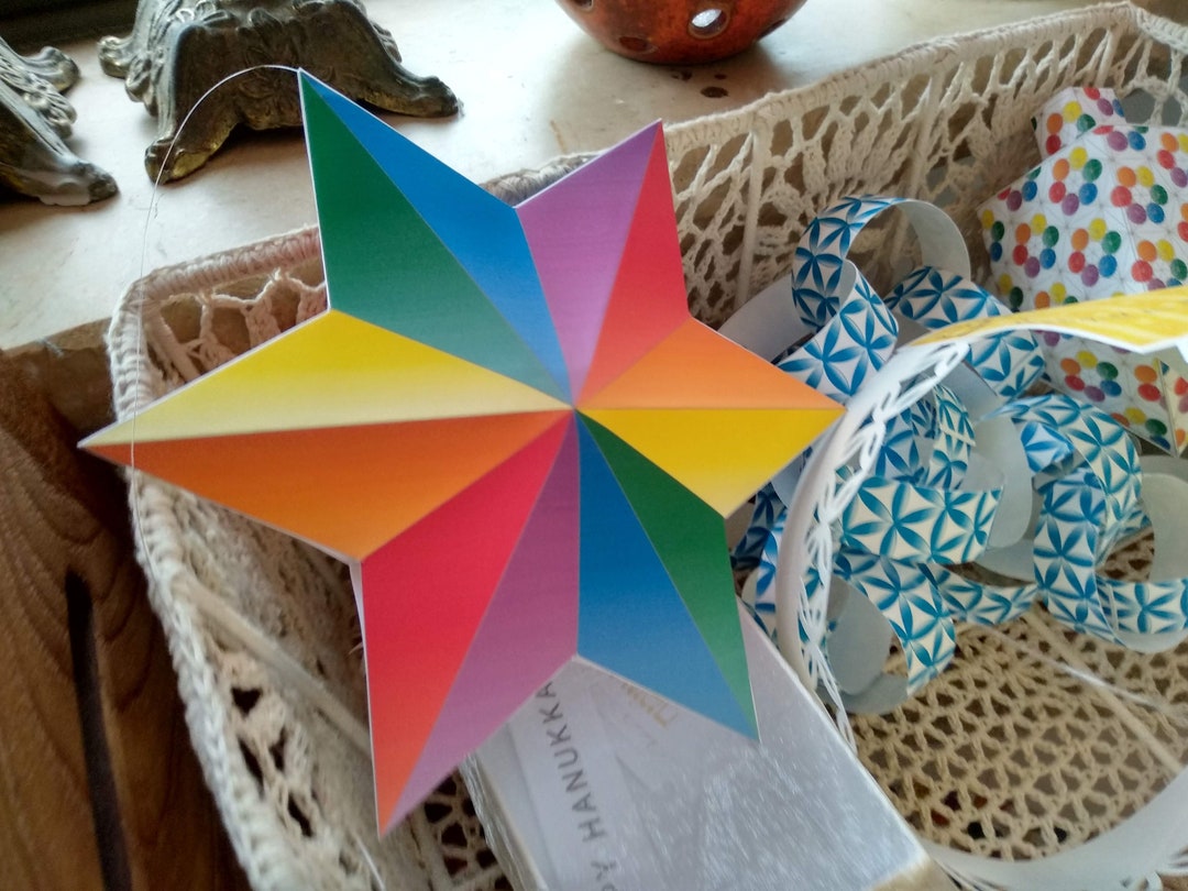 HALELUYA Hanukkah Crafts Party Star of David-printable Template-rainbow ...