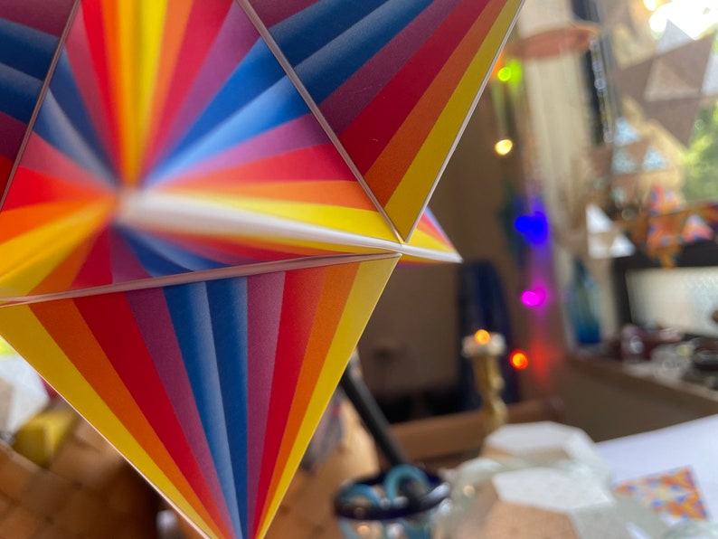 Merkaba Paper Craft DIY Template-merkavah Making-printable Rainbow 3D ...