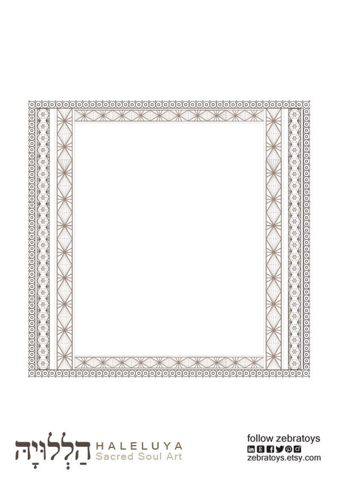 Set of 25 Blank Printable Frames to Color-illustrated Coloring Frame ...