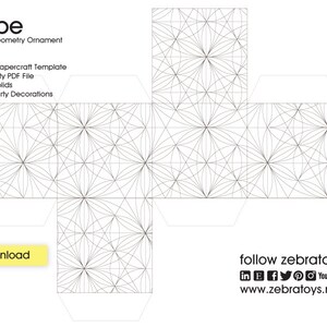 Hexahedron 3D Papercraft Template Pdf-platonic Solids-printable Model ...