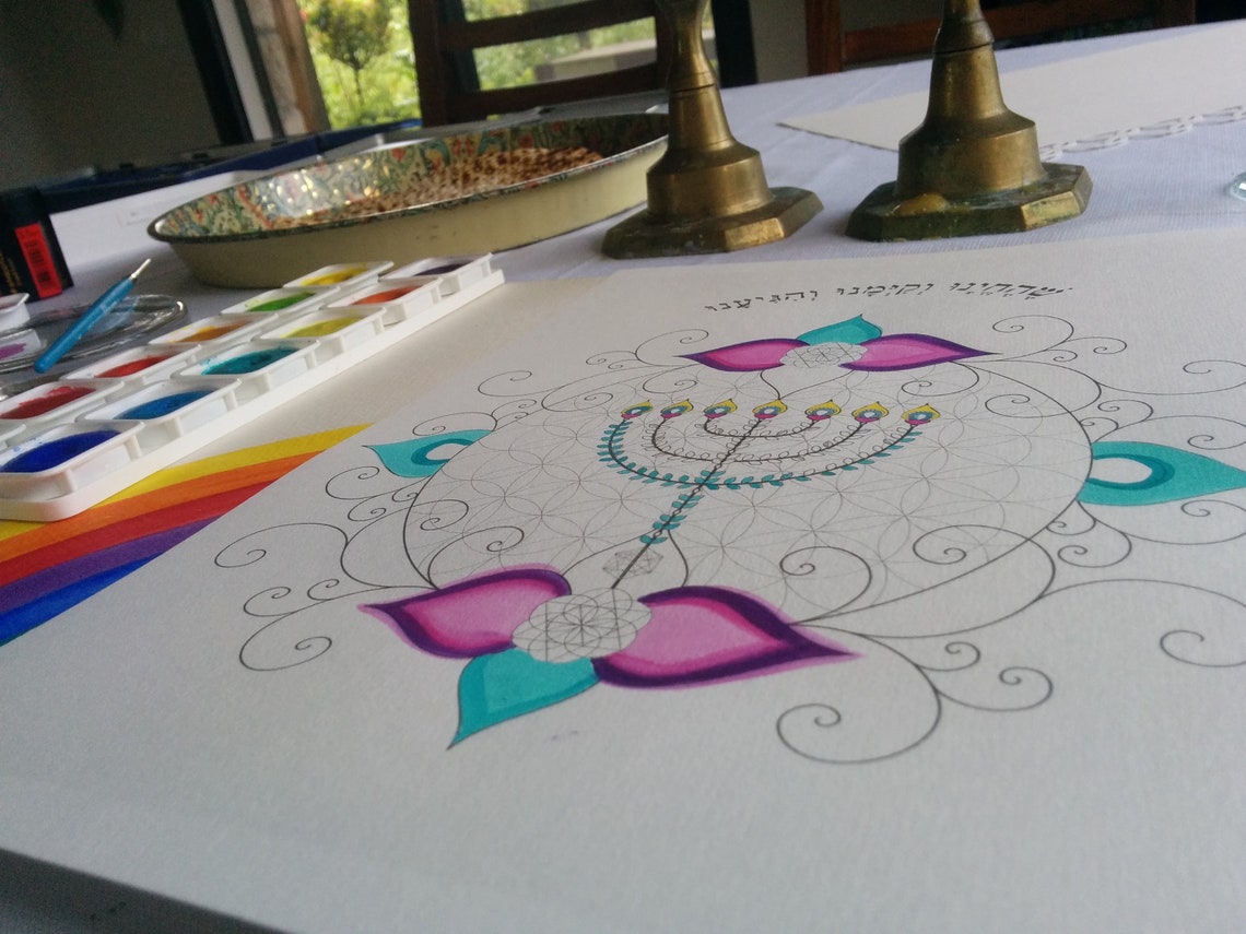 Passover Menorah Printable-the Shehecheyanu Blessing-jewish - Etsy Israel