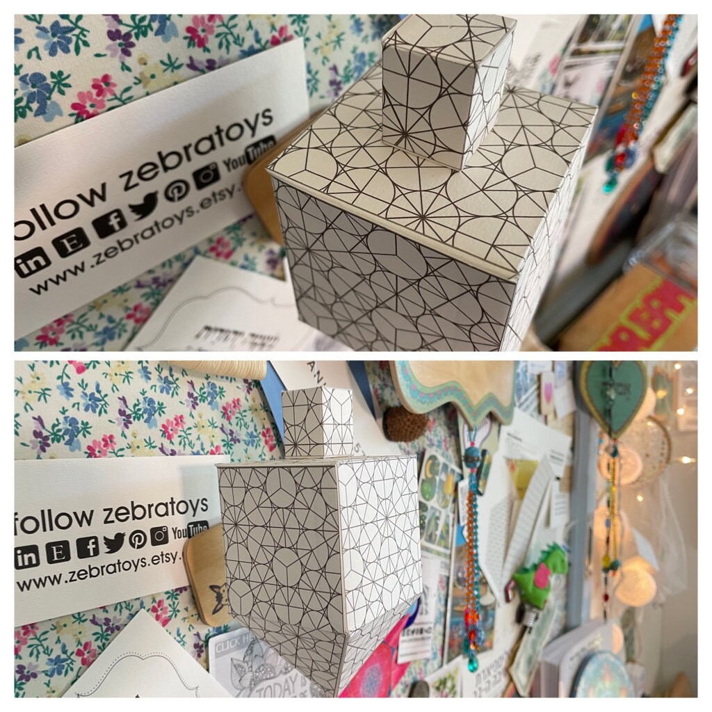 Hanukkah Dreidel Template-craft 3D Paper Model-geometric-holiday Party ...