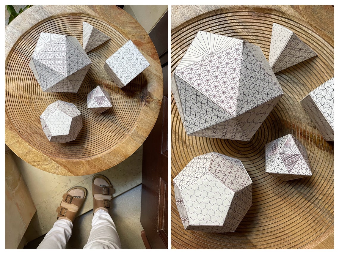 Platonic Solids Set Paper Craft PDF Templates-package of 5 Home Décor ...