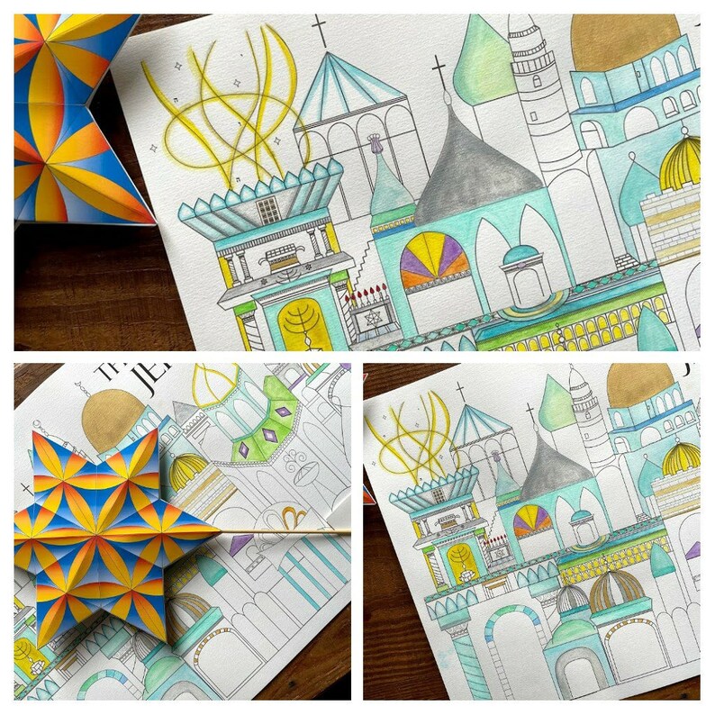 Holy City Jerusalem Art Poster to Print and Color-holiness-grace ...