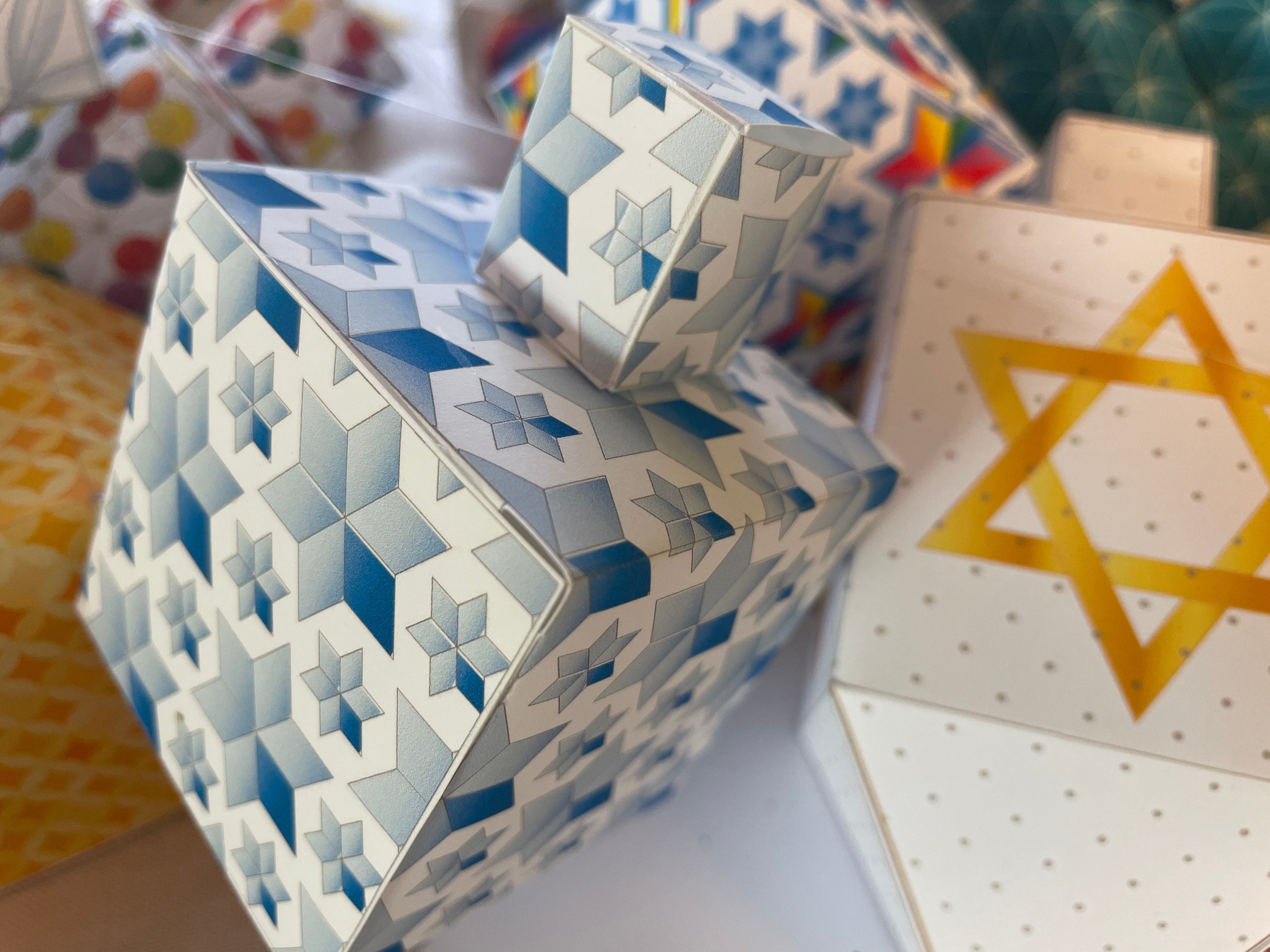 Hanukkah Dreidel Paper Craft Template-3d-geometric Printable-holiday ...