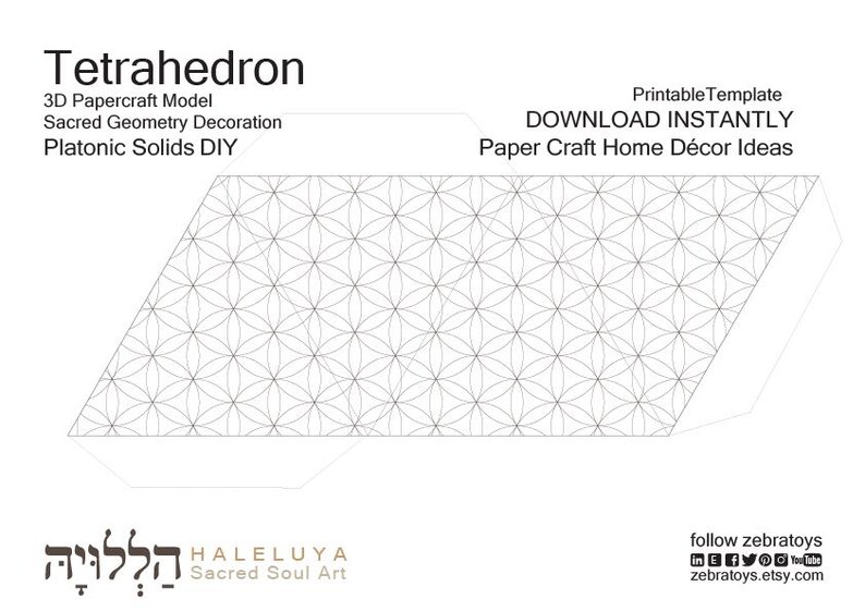Tetrahedron Paper Craft 3D Template-home Décor Ideas-platonic Solids ...