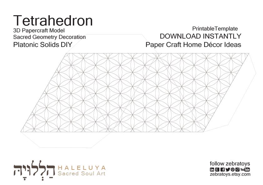 Tetrahedron Paper Craft 3D Template-home Décor Ideas-platonic Solids ...