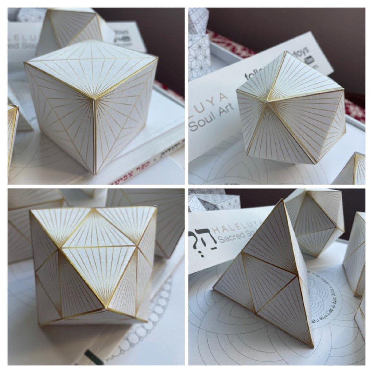 Platonic Solids Set-3d Papercraft Models-polyhedra Gold Templates-décor ...