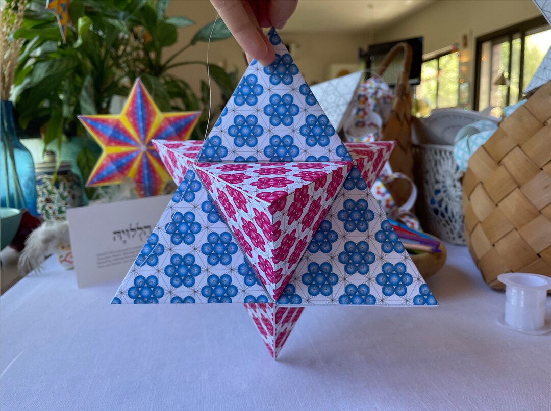 Merkaba 3D Papercraft Merkavah DIY Template-pdf Printable A3 Model Blue ...