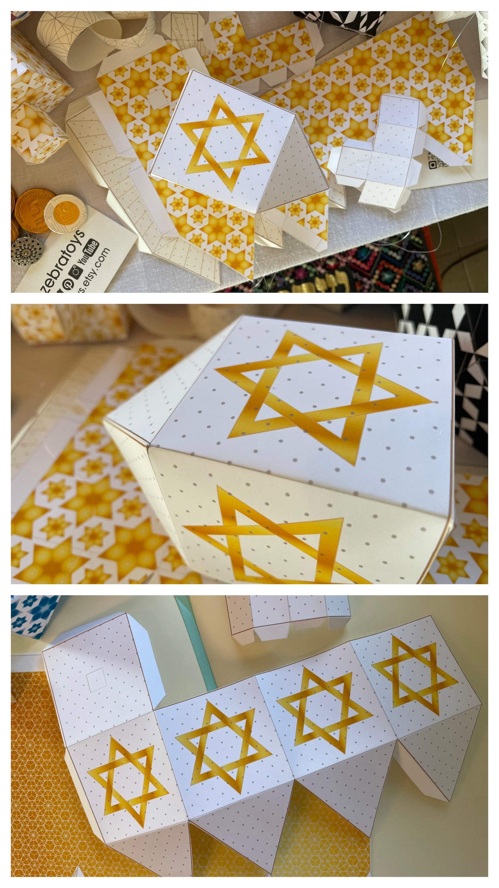 Blank Paper Craft Dreidel Hanukkah Gift Box Template-3d Model-holiday ...