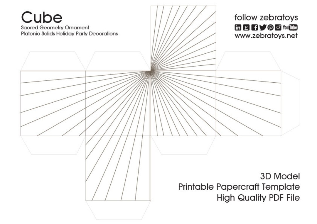 Paper Craft 3D Cube Template-shimmering Rays Ornament-holiday ...
