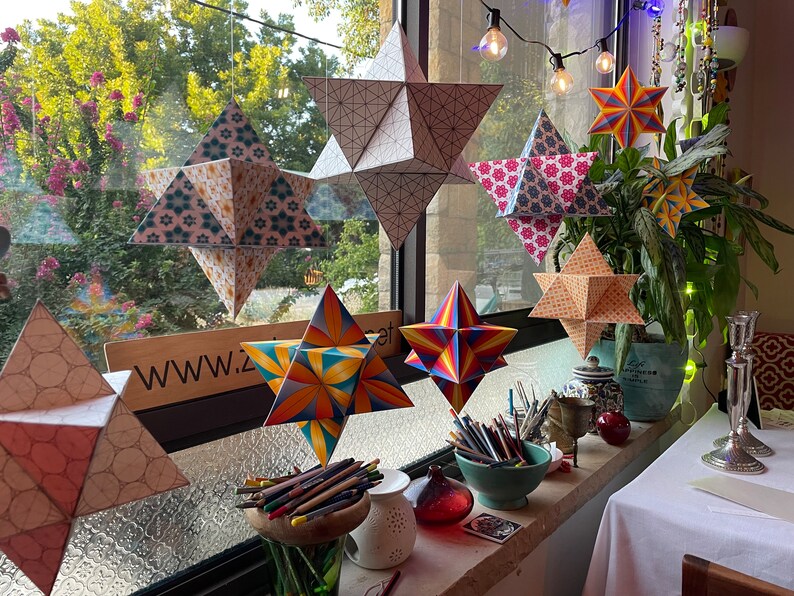 Merkaba Paper Craft Merkavah Rainbow DIY Template-printable 3D Star ...