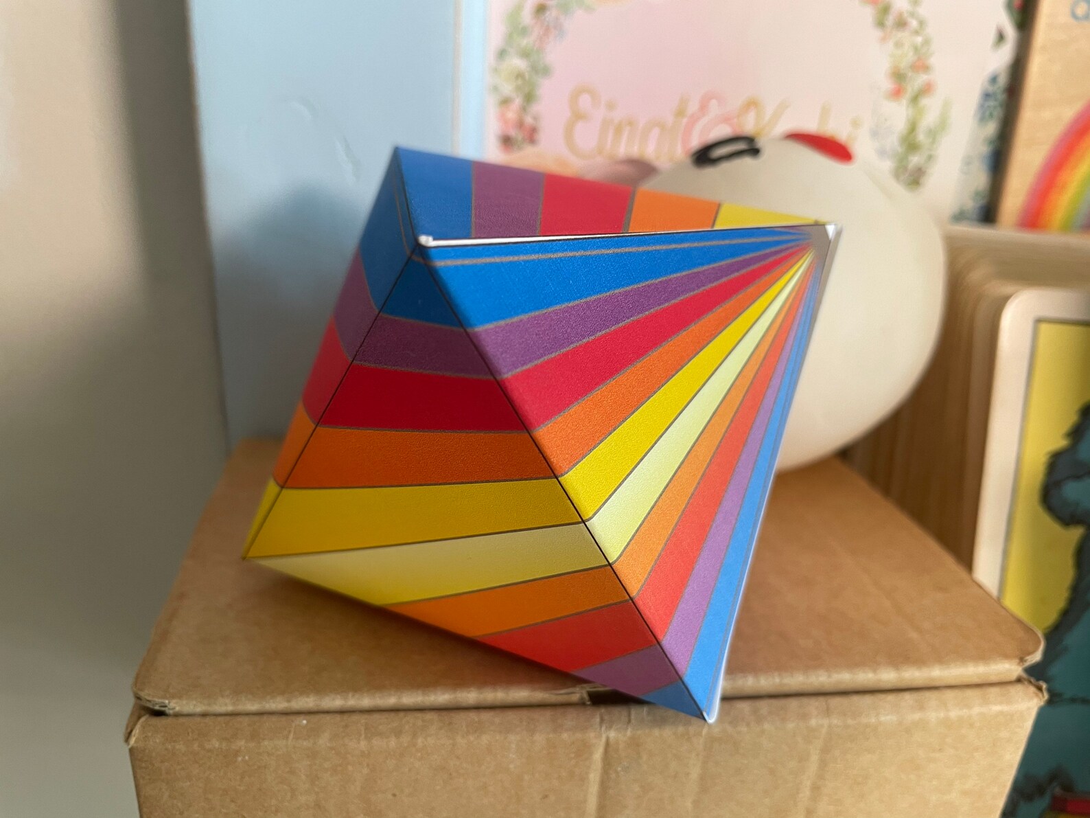 Octahedron-3d Papercraft Template-pdf-platonic Solids-rainbow | Etsy