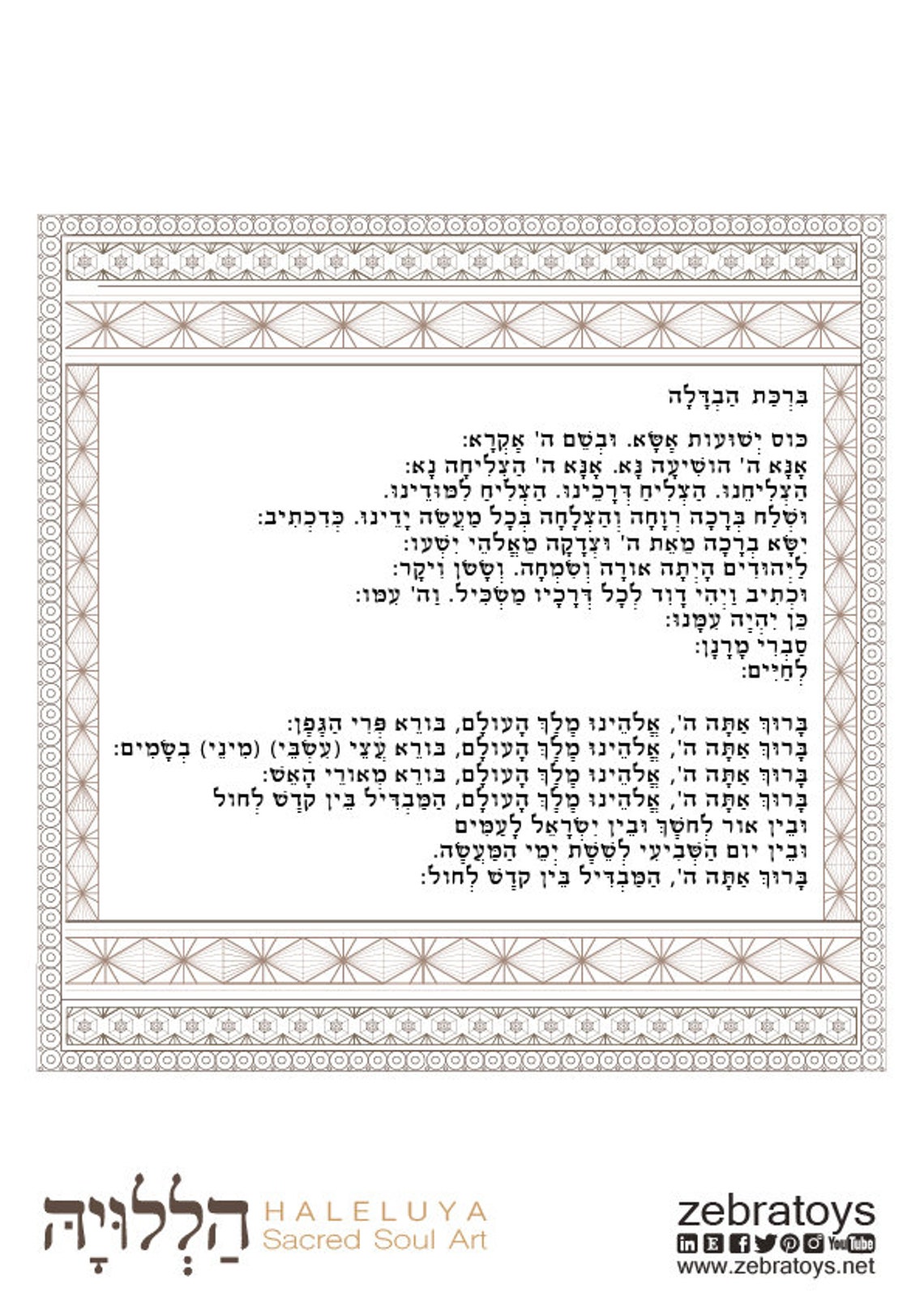 The Havdalah-havdala Prayer-hebrew Wall Art Print-coloring Page-jewish ...