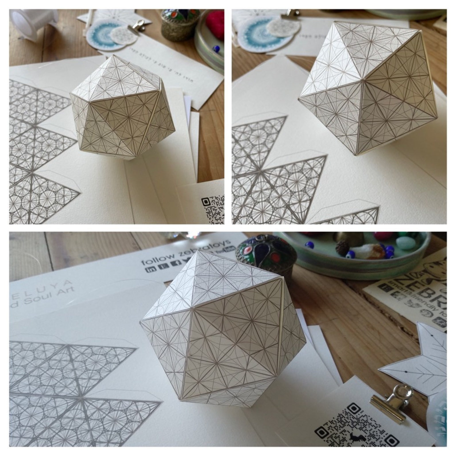 Icosahedron 3D Papercraft Template Pdf-platonic Solids-printable ...