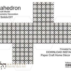 3D Cube-papercraft Hexahedron Printable Model-pdf Template-platonic ...