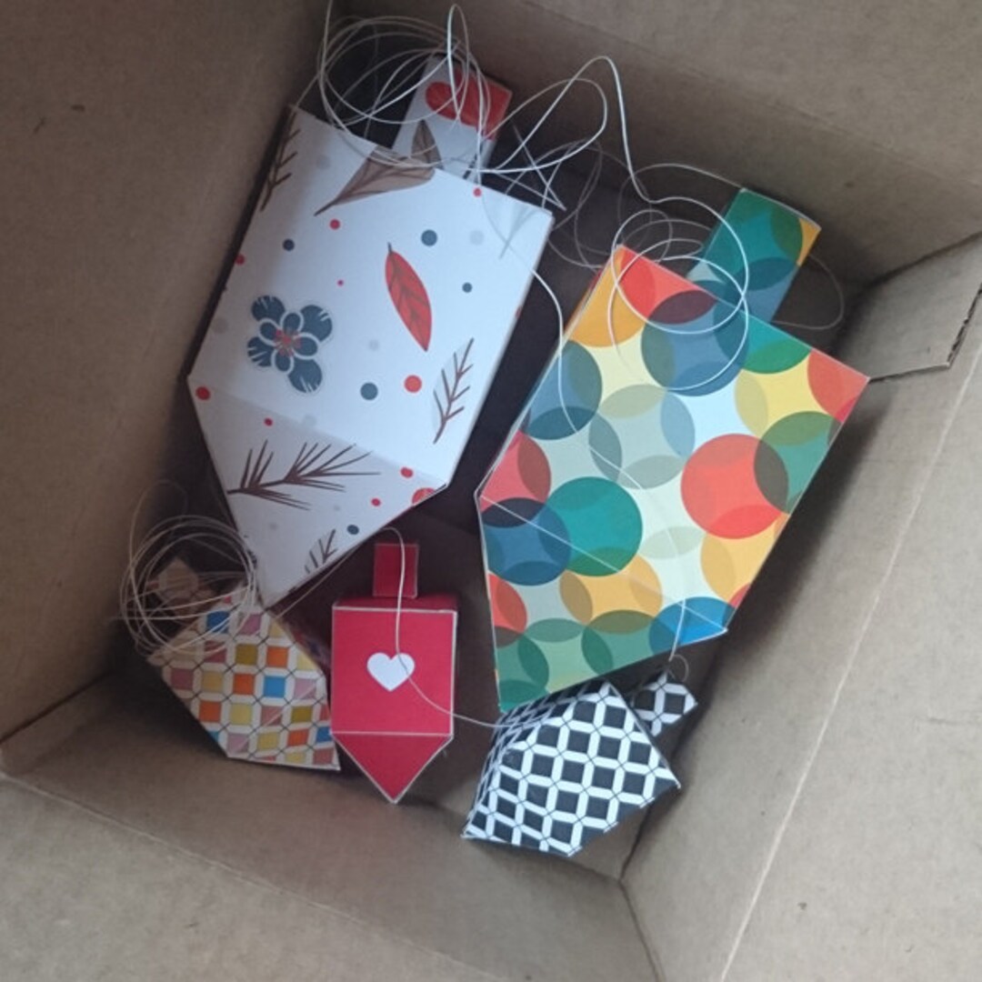 5 Hanukkah DIY Dreidels Paper Crafts Decorations Kit-canukkah-holiday ...