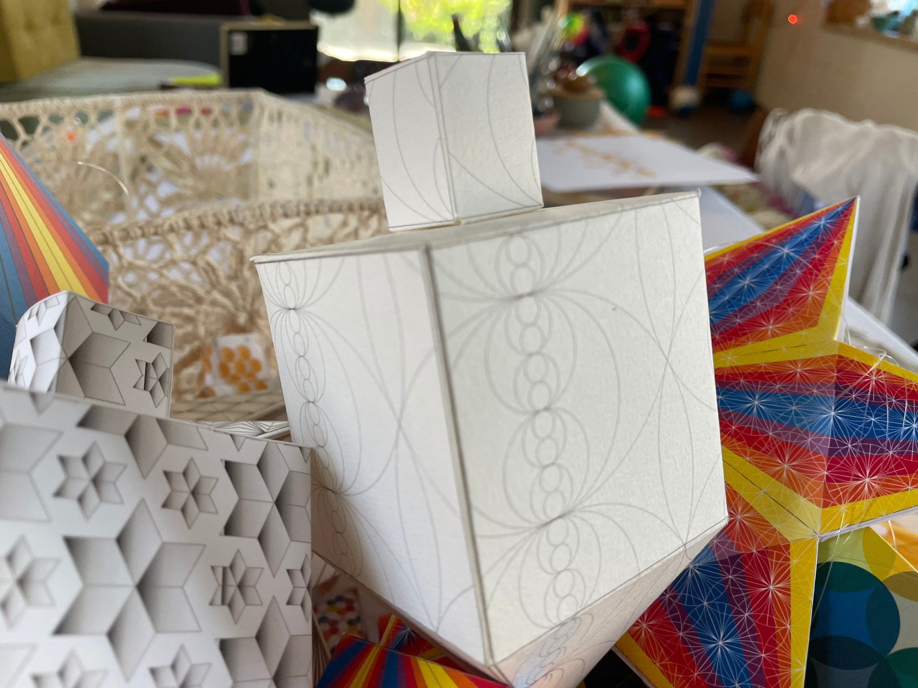 Dreidel Hanukkah-3d Paper Craft Template-geomety-model-holiday Party ...