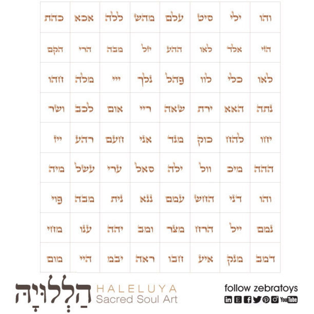 The 72 Names of God-a3 Print-judaism-hebrew-torah Letters ...