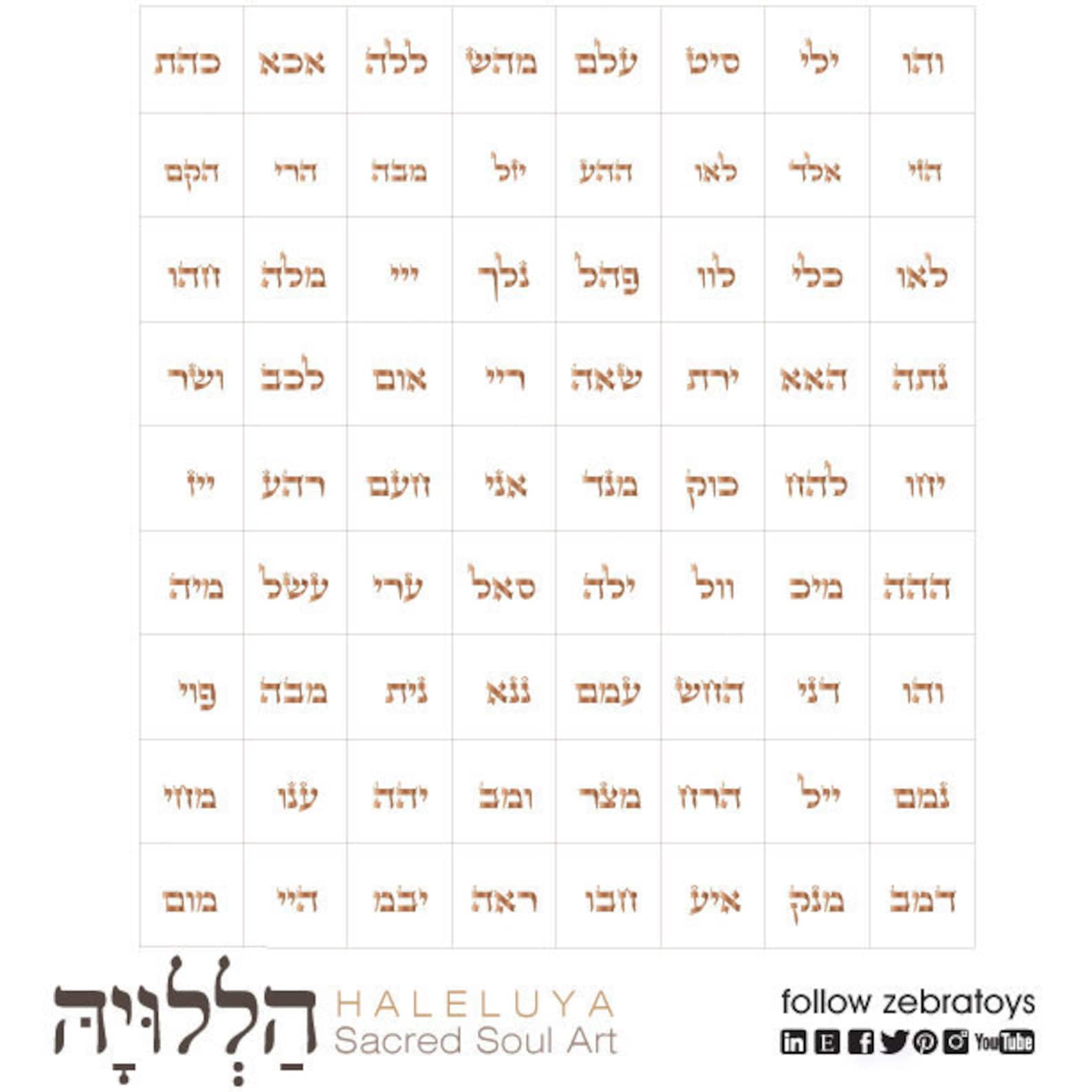 The 72 Names of God-a3 Print-judaism-hebrew-torah Letters ...