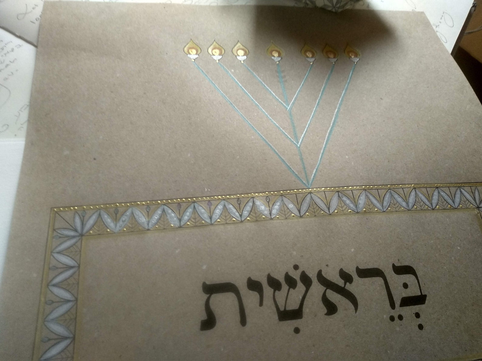 בראשית-GENESIS Chapter 1-wall Art Coloring-décor-a3 Print-torah Letters ...