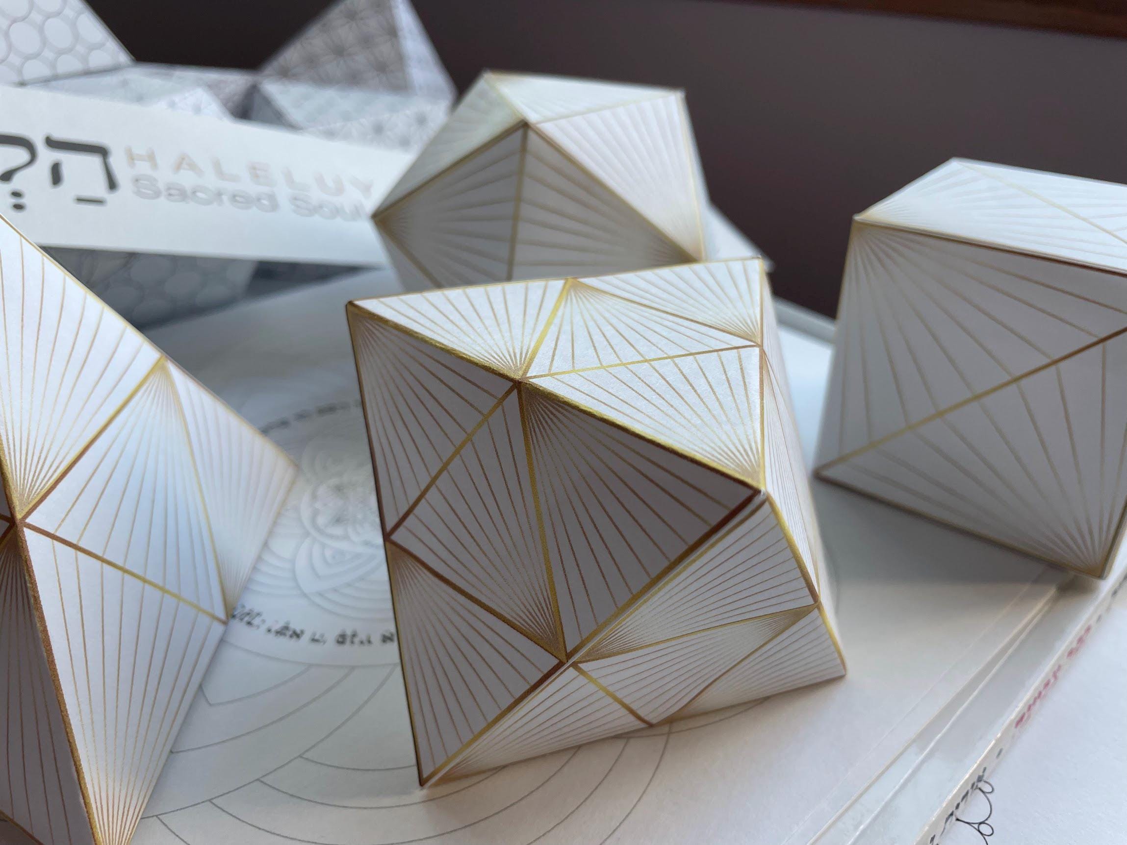 Platonic Solids Set-3d Papercraft Models-polyhedra Gold Templates-décor ...
