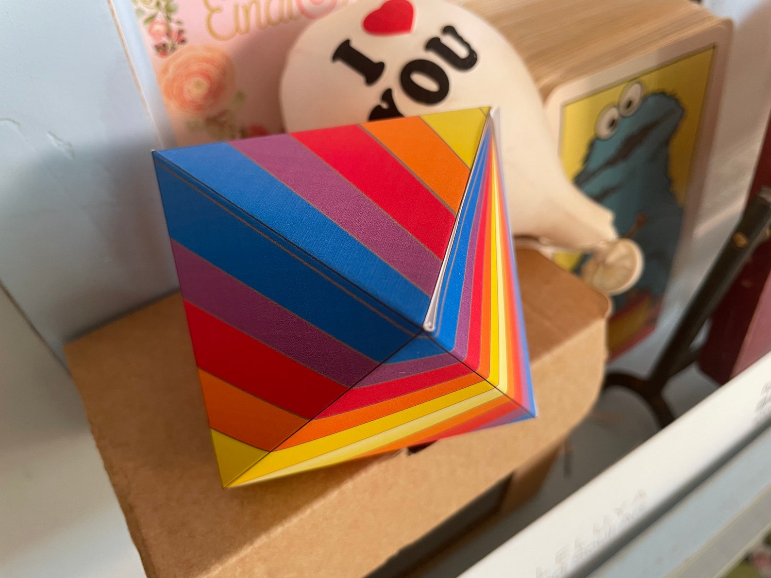 Octahedron-3d Papercraft Template-pdf-platonic Solids-rainbow Colors ...