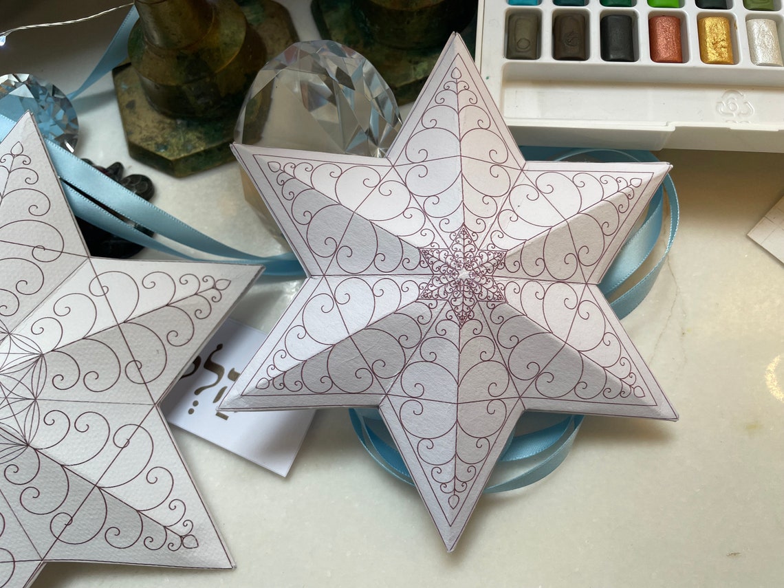 Papercraft Star Decorations-make Small Paper Stars of David Decor-color ...