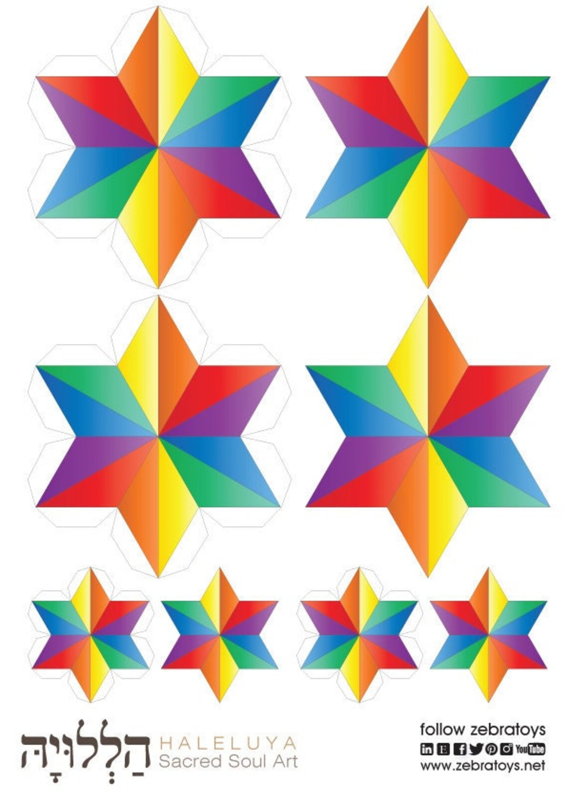 Stars of David Rainbow Set-3d Papercraft-hanukkah - Etsy