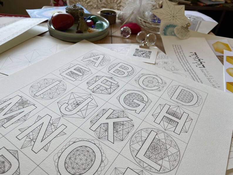 English Alphabet-abc-sacred Geometry Elements-coloring-back to School ...