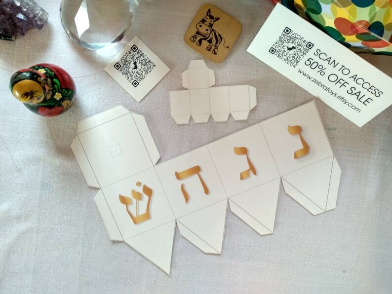 Hanukkah Dreidel Blank Template Paper Craft Gift Box-3d Model-holiday ...