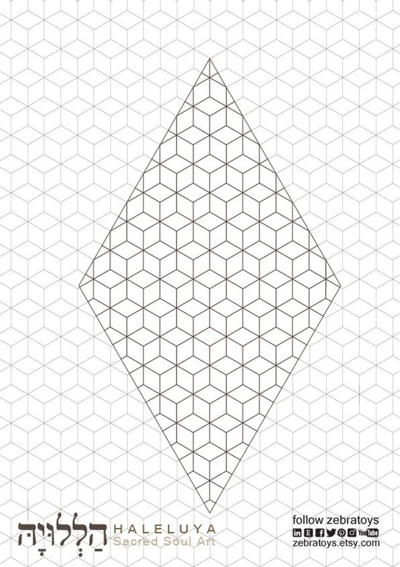 Rhombus 3D Cubical Cubes-coloring Page-wall Décor-wholeness Prosperity ...