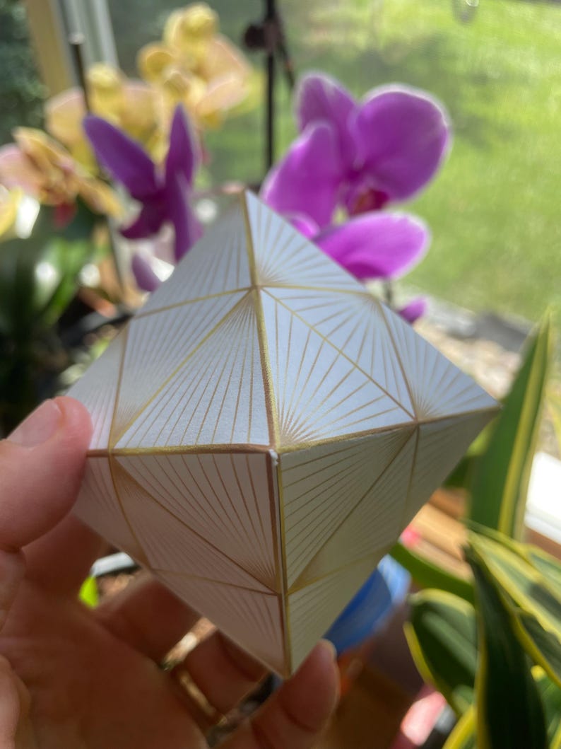 Gold Octahedron 3D Model Paper Craft Template-diy Home Décor Ideas ...