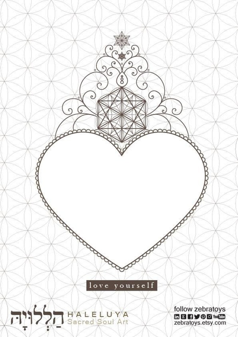 Self Love Coloring Page-love Yourself to Color-flower of Life Geometric ...