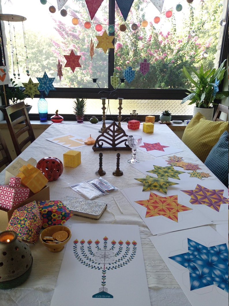 3D Paper Craft Green Star of David-hanukkah Decorations-rainbow Harmony ...