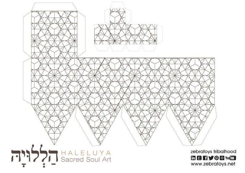 Hanukkah Dreidel Template-craft 3D Paper Model-geometric-holiday Party ...