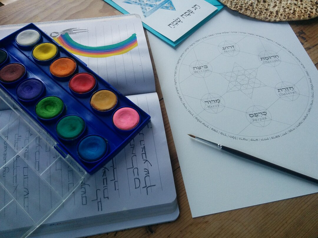 Passover Seder Plate Coloring Page-blessing-sacred Geometry-star ...