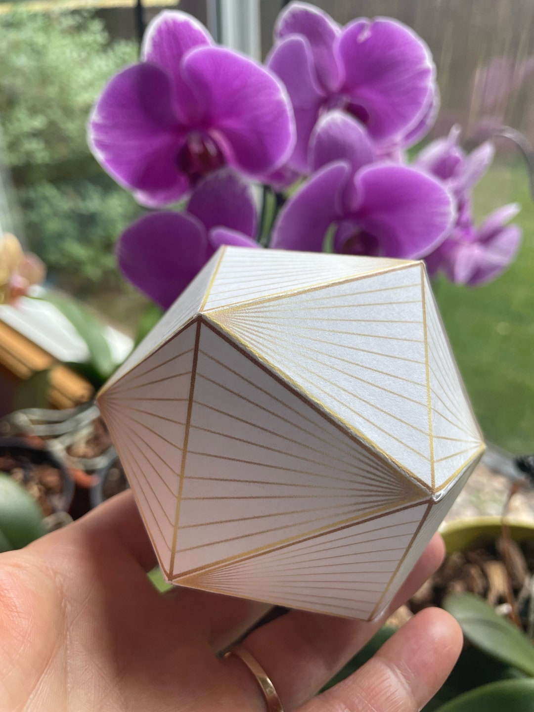 Icosahedron 3D Papercraft Gold Model Template-home Décor Ideas-platonic ...