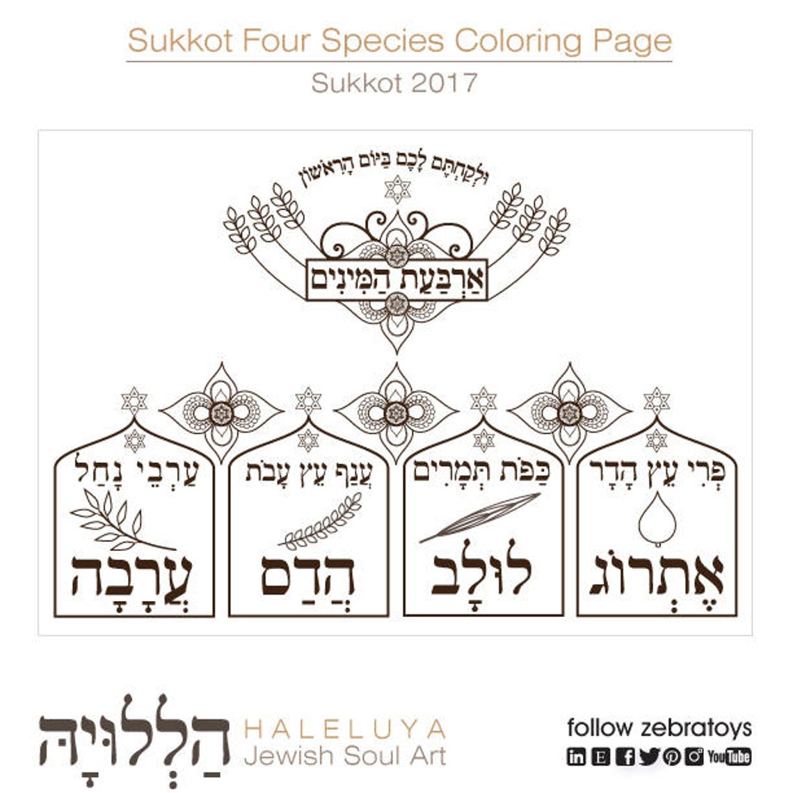 Sukkah Decorations Art Kit-sukkot Prayers and Blessings-7 DIY ...